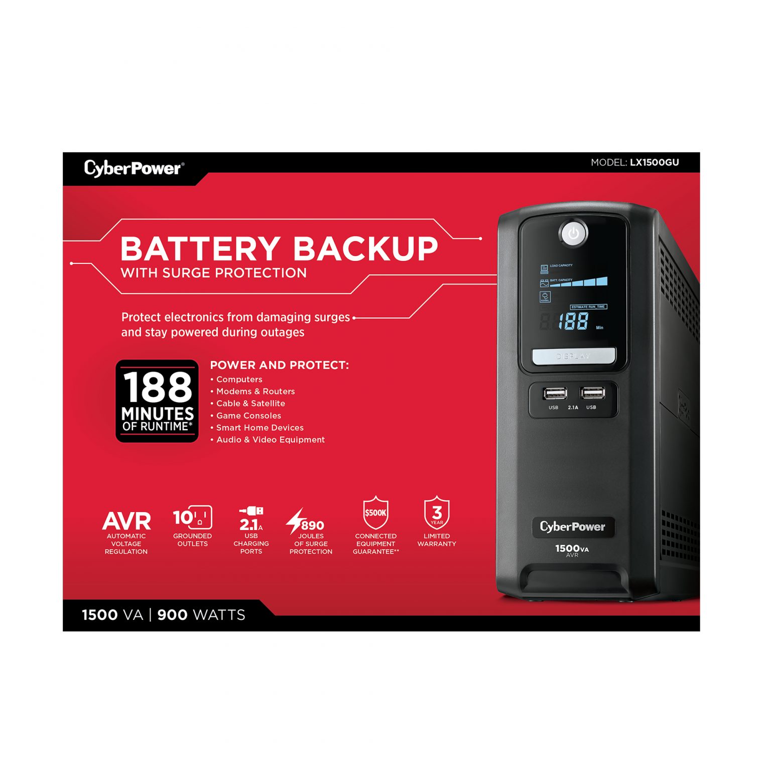 LX1500GU - Battery Backup - Product Details, Specs, Downloads | CyberPower