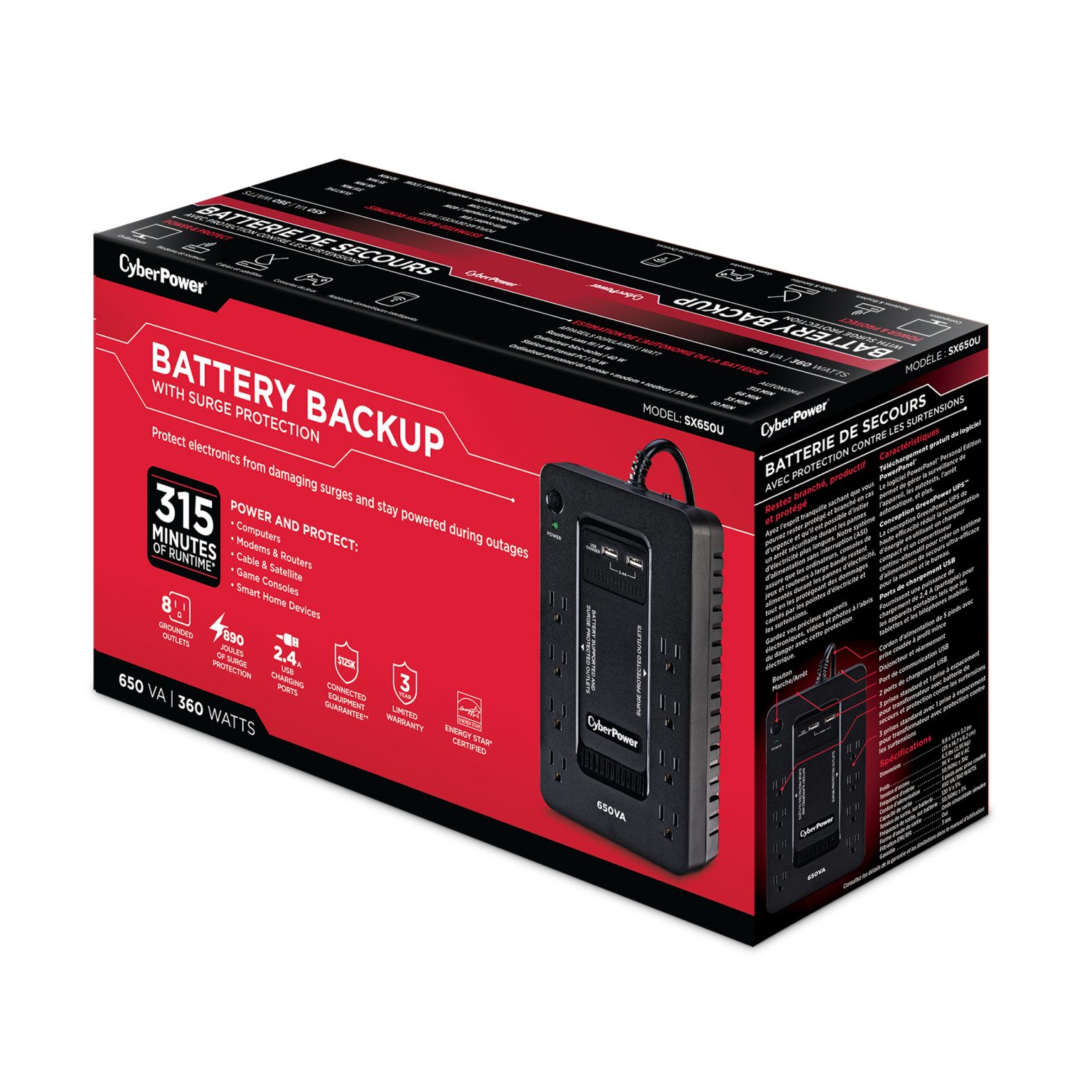 SX650U - Battery Backup - Product Details, Specs, Downloads | CyberPower