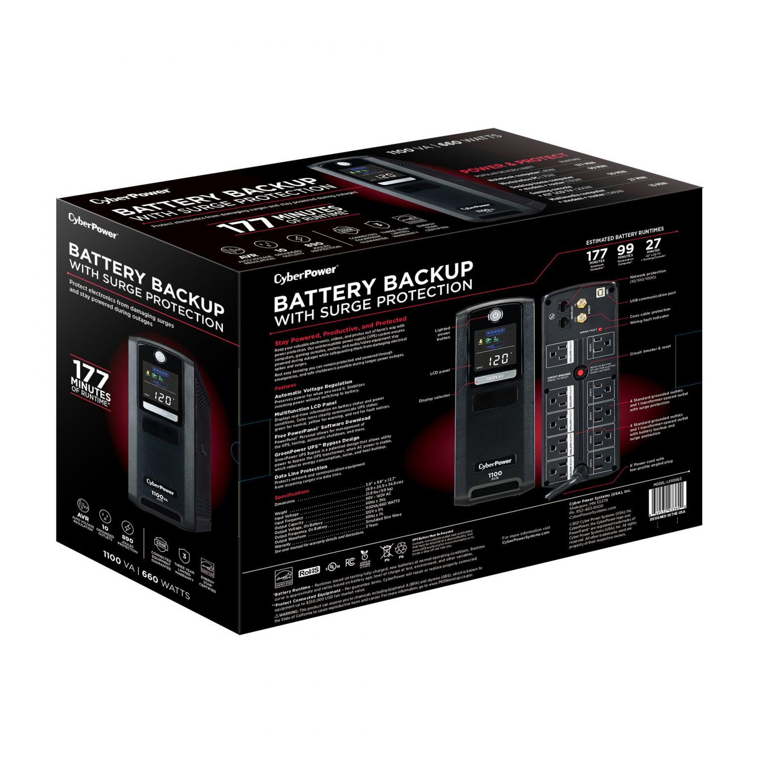 LX1100G3 - Battery Backup - Product Details, Specs, Downloads | CyberPower