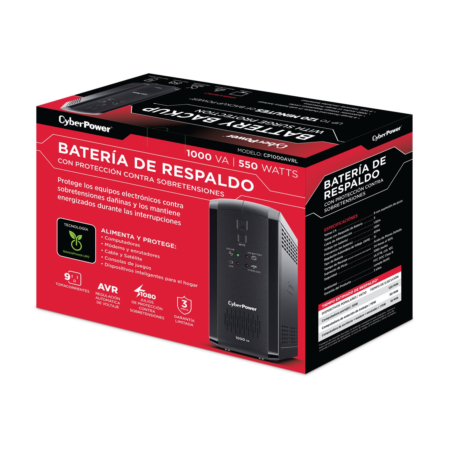 CP1000AVRL - AVR UPS Series - Product Details, Specs, Downloads ...