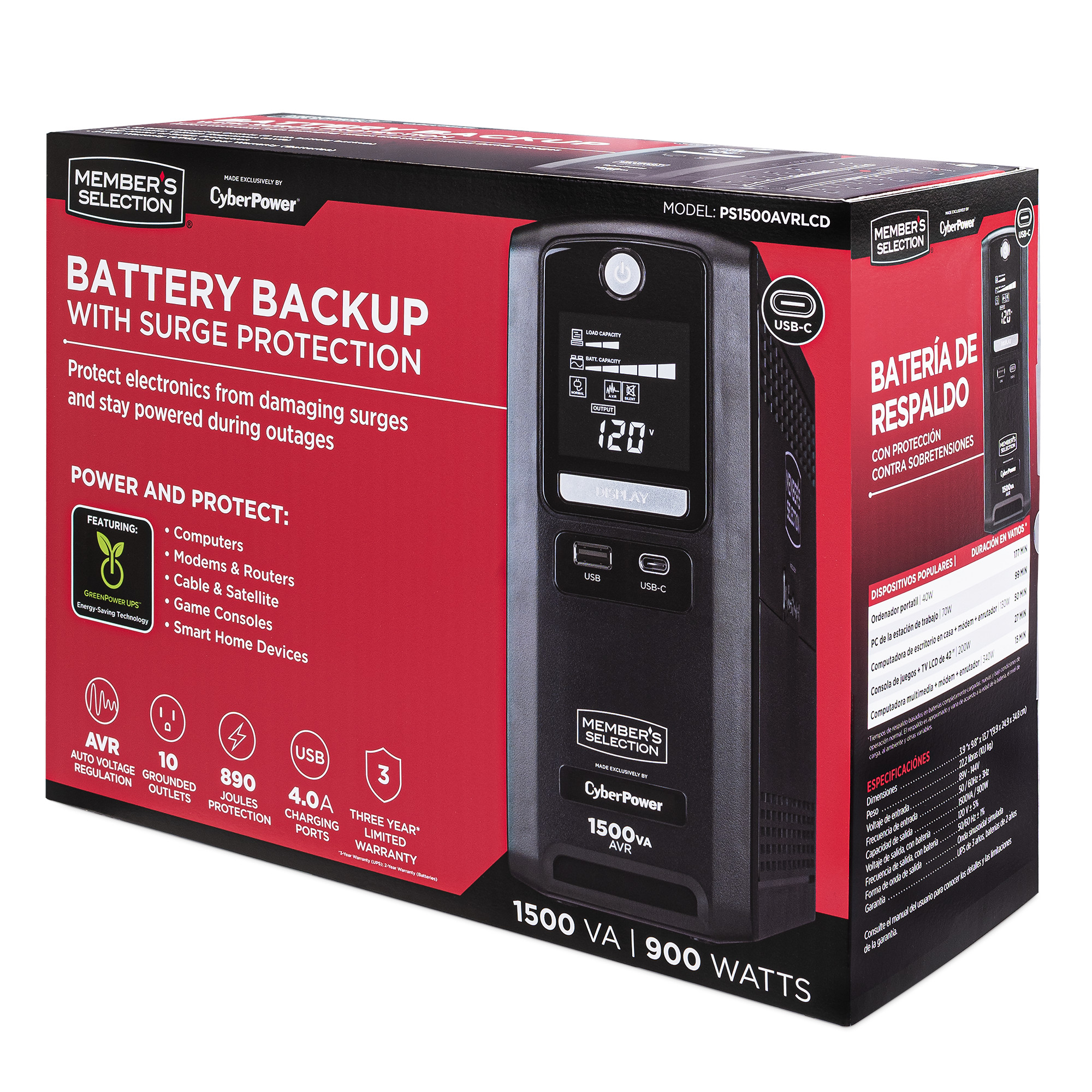 PS1500AVRLCD - UPS Systems - Battery Backup - Product Details, Specs ...